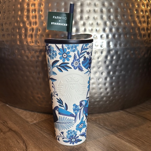 Starbucks | Dining | Farm Rio X Starbucks Lenco Azulejo 24oz Tumbler ...